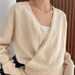 Light Apricot Wrap Crochet Sweater Women Minimalist Crossover - Etsy