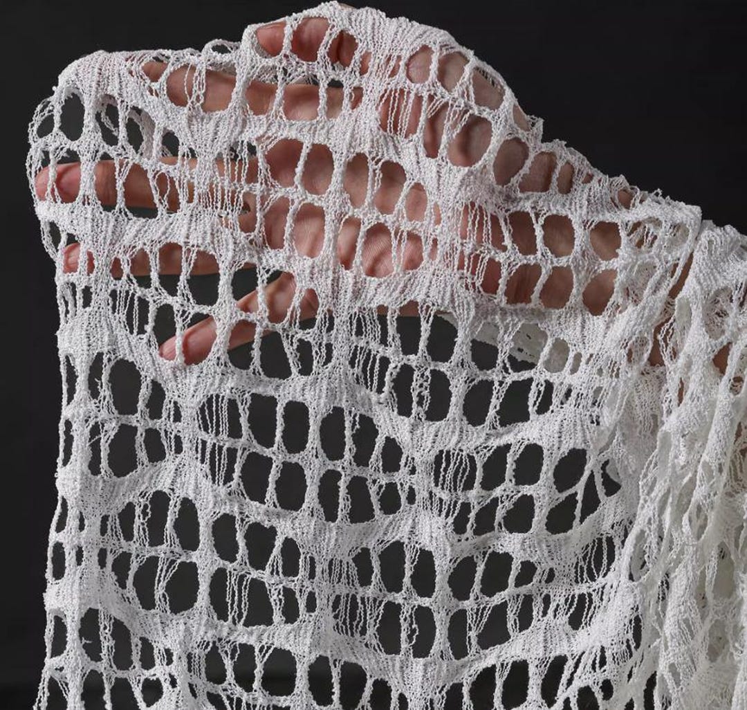 Ragged Hollow White Mesh Fabric, Creative Hole Knitted Fabrics, 76 ...