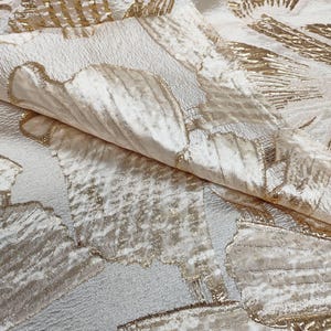 Gold Bright Jacquard Fabric, 3D Embossed Texture Fabrics, Gilt Brocade ...
