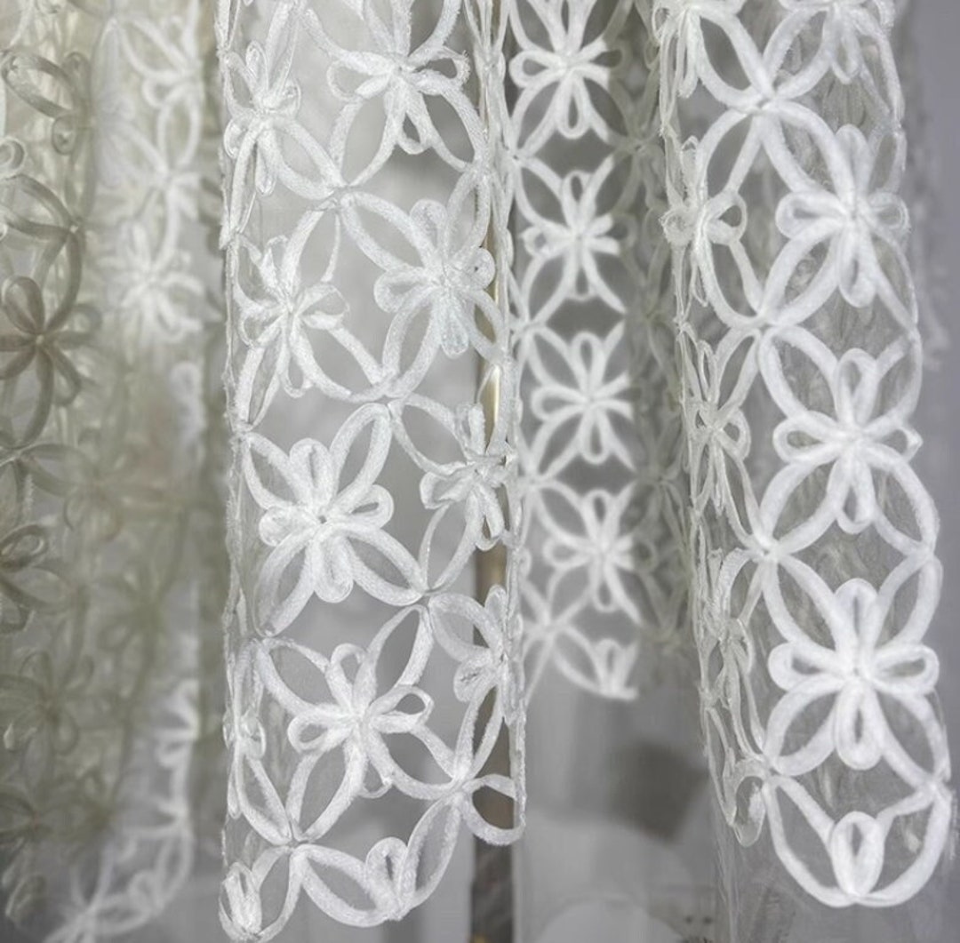 Hollow Out See-through Lace Fabric, Knitted Flower Tulle Fabric ...