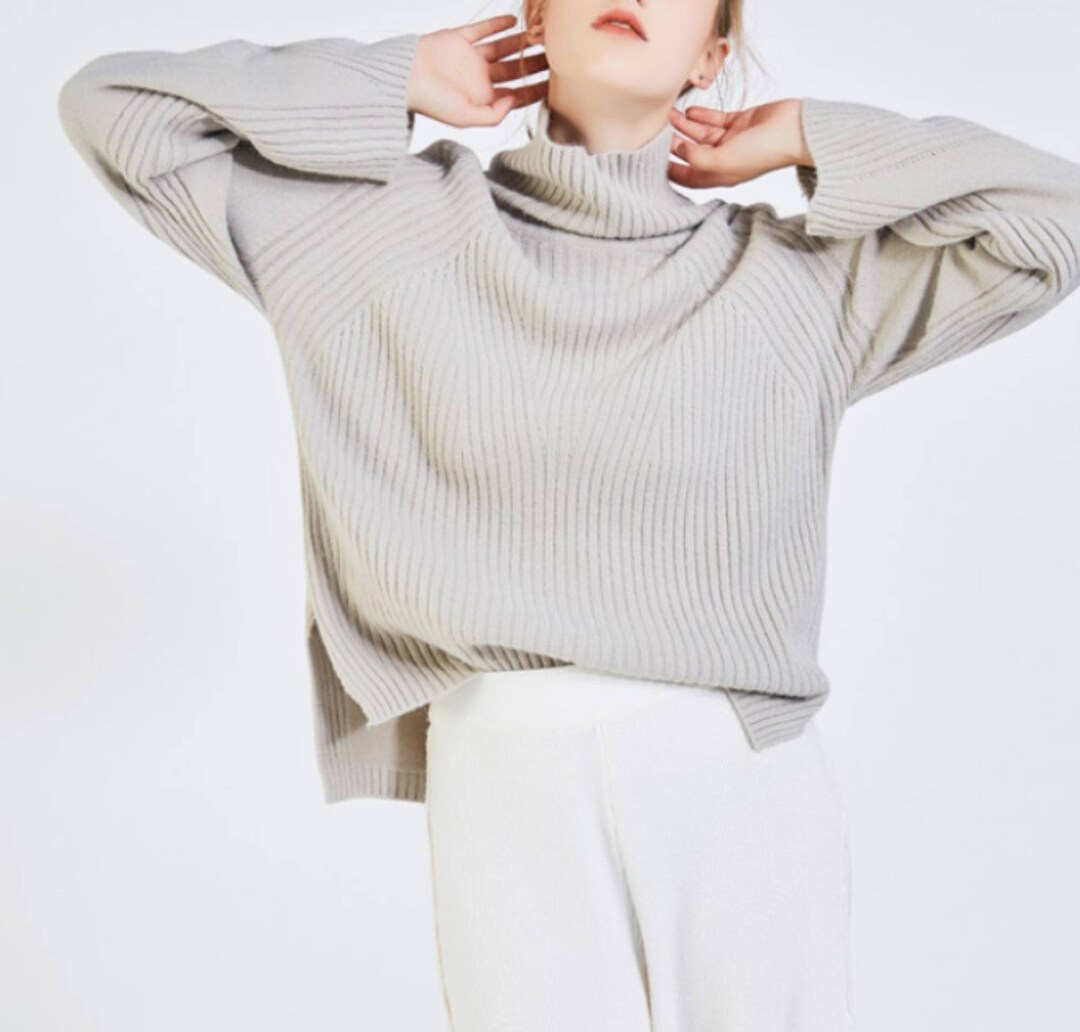Gray Wrap Crochet Sweater High Collar Crossover Sweater - Etsy