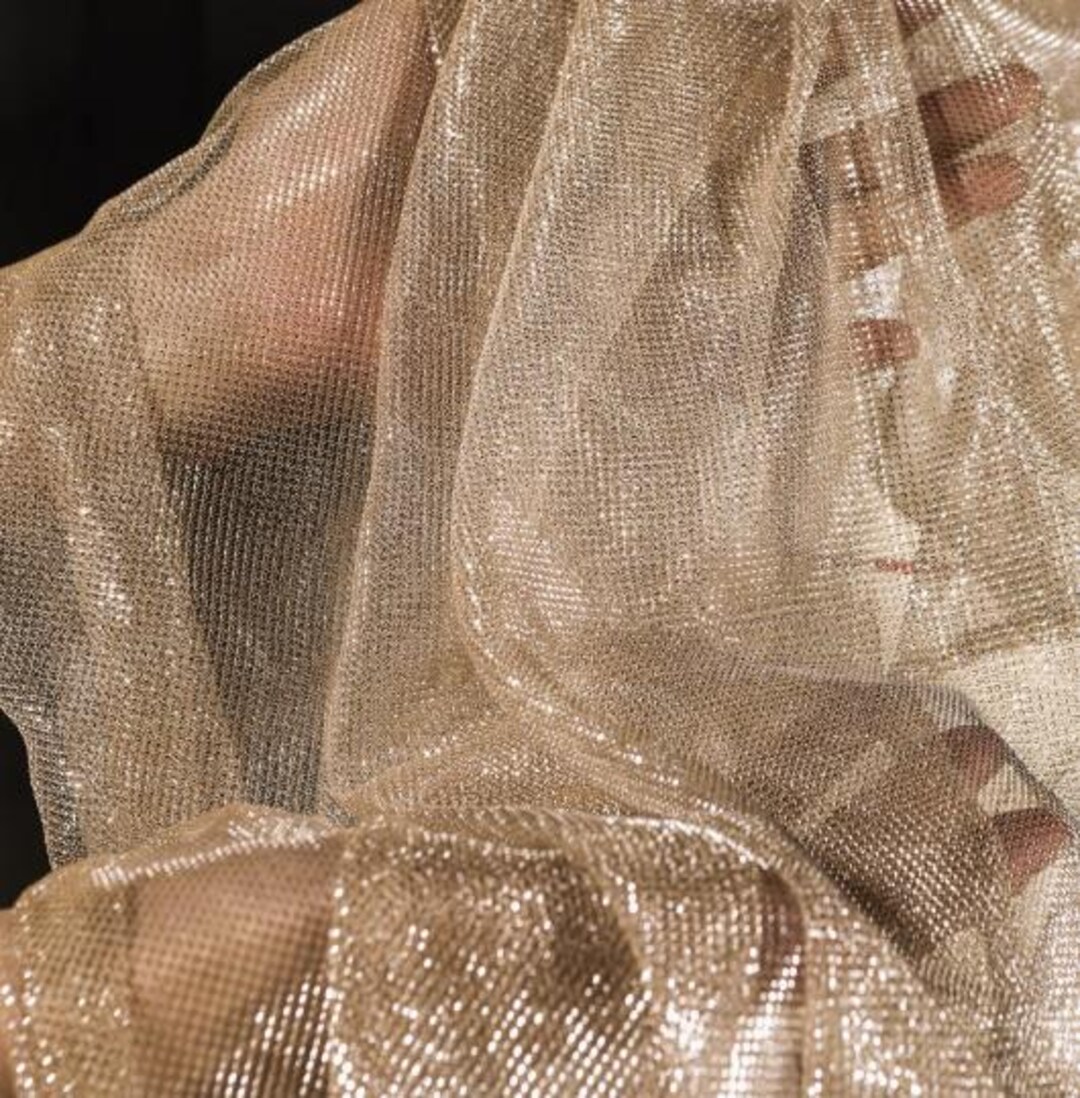 Gloss Rose Gold Netting Fabric, See-through Mesh Fabric, Glitter Soft ...