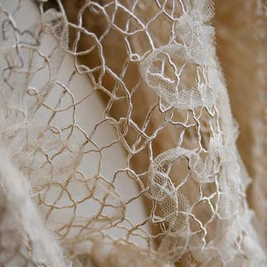 Beige Hollowed Texture Mesh Fabric, See-through Jacquard Fabrics ...