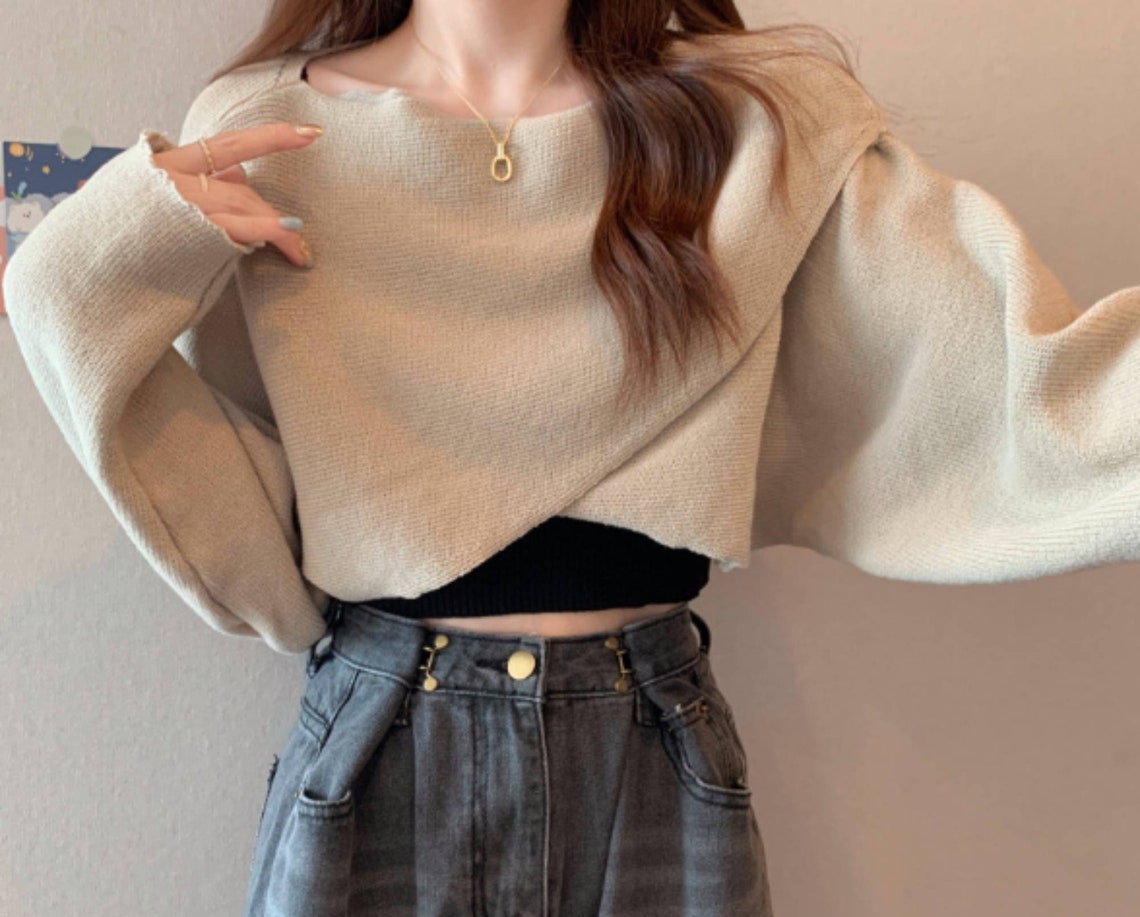 Khaki Loose Wrap Crochet Sweater Women Crossover Wrap - Etsy