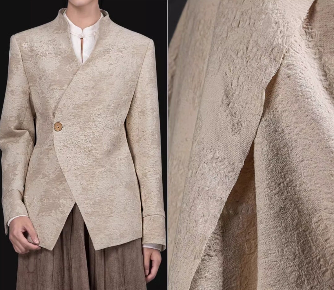 Flaxen Cotton Linen Fabric, Vintage Heavy Texture Fabric, Dark Flower ...