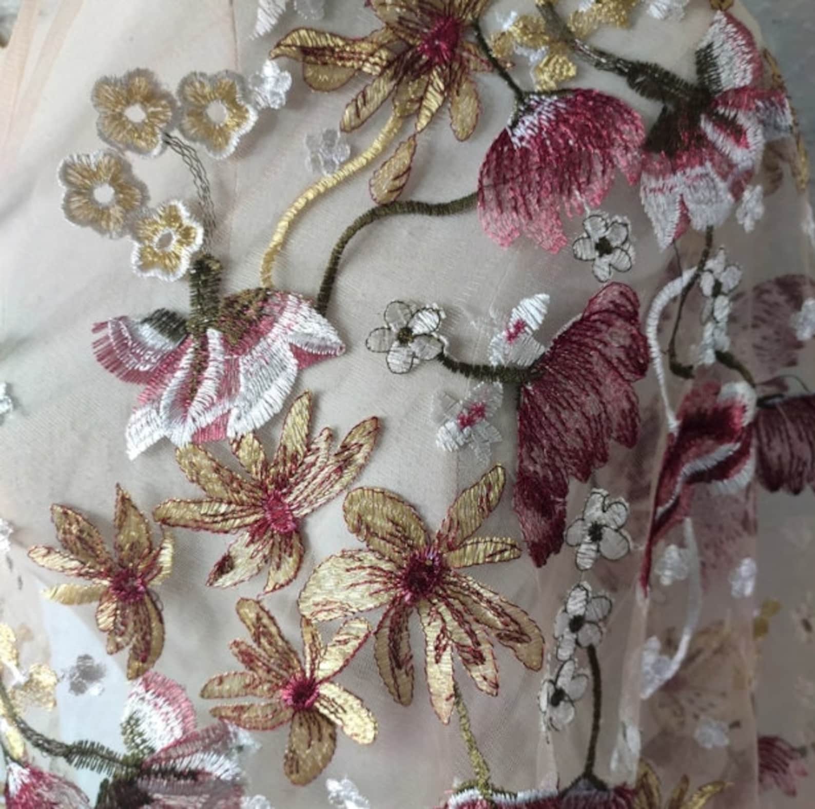 Lotus Flower Lace Fabric, 3 Colors Exquisite Tulle Fabric, Soft ...