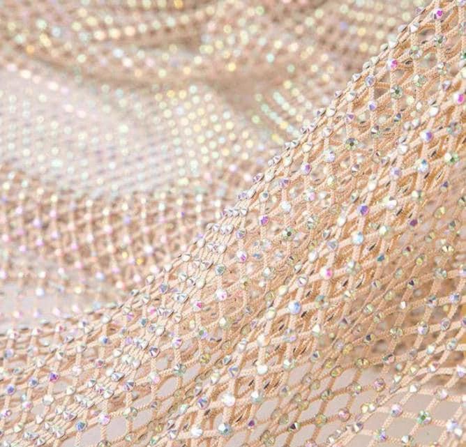 Glossy Rhinestones Mesh Fabric, Exquisite Hollow Fishnet Fabric, 9 ...