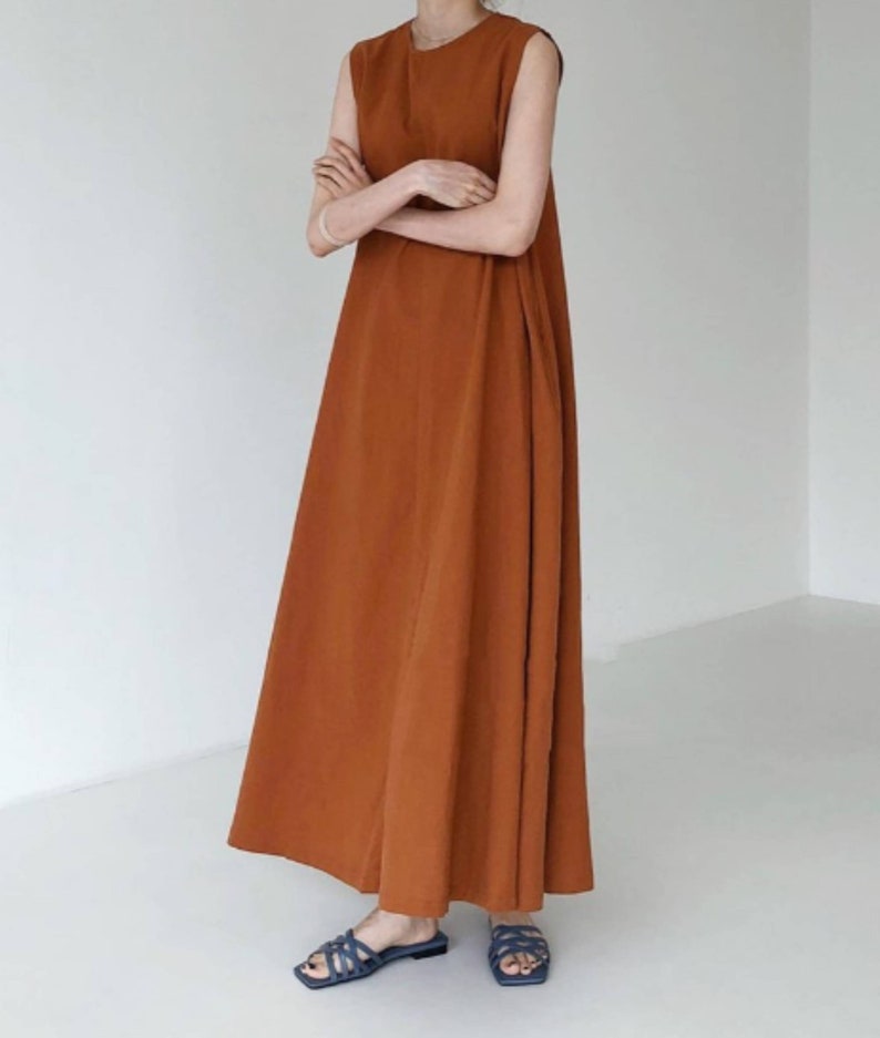 Summer Beige Linen Dress Sleeveless Simple Linen Dress Wrap - Etsy