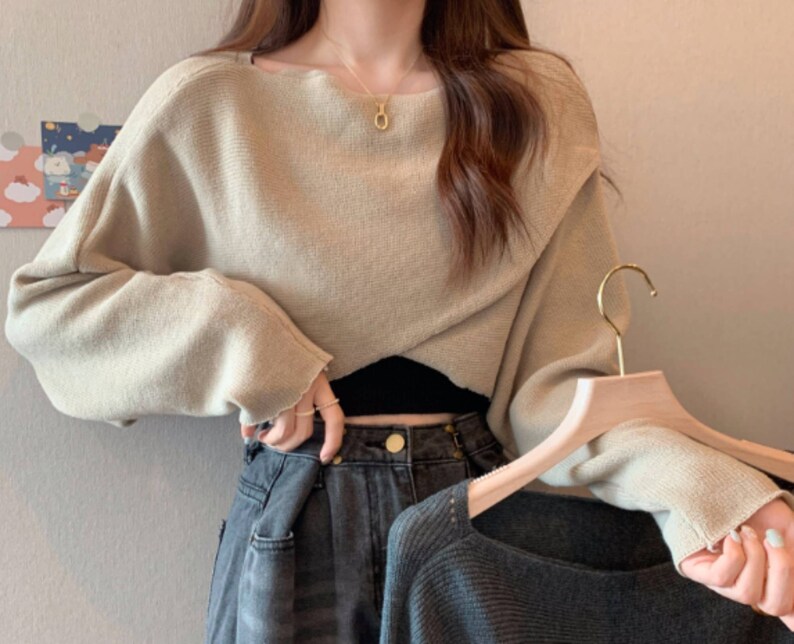 Khaki Loose Wrap Crochet Sweater Women Crossover Wrap - Etsy