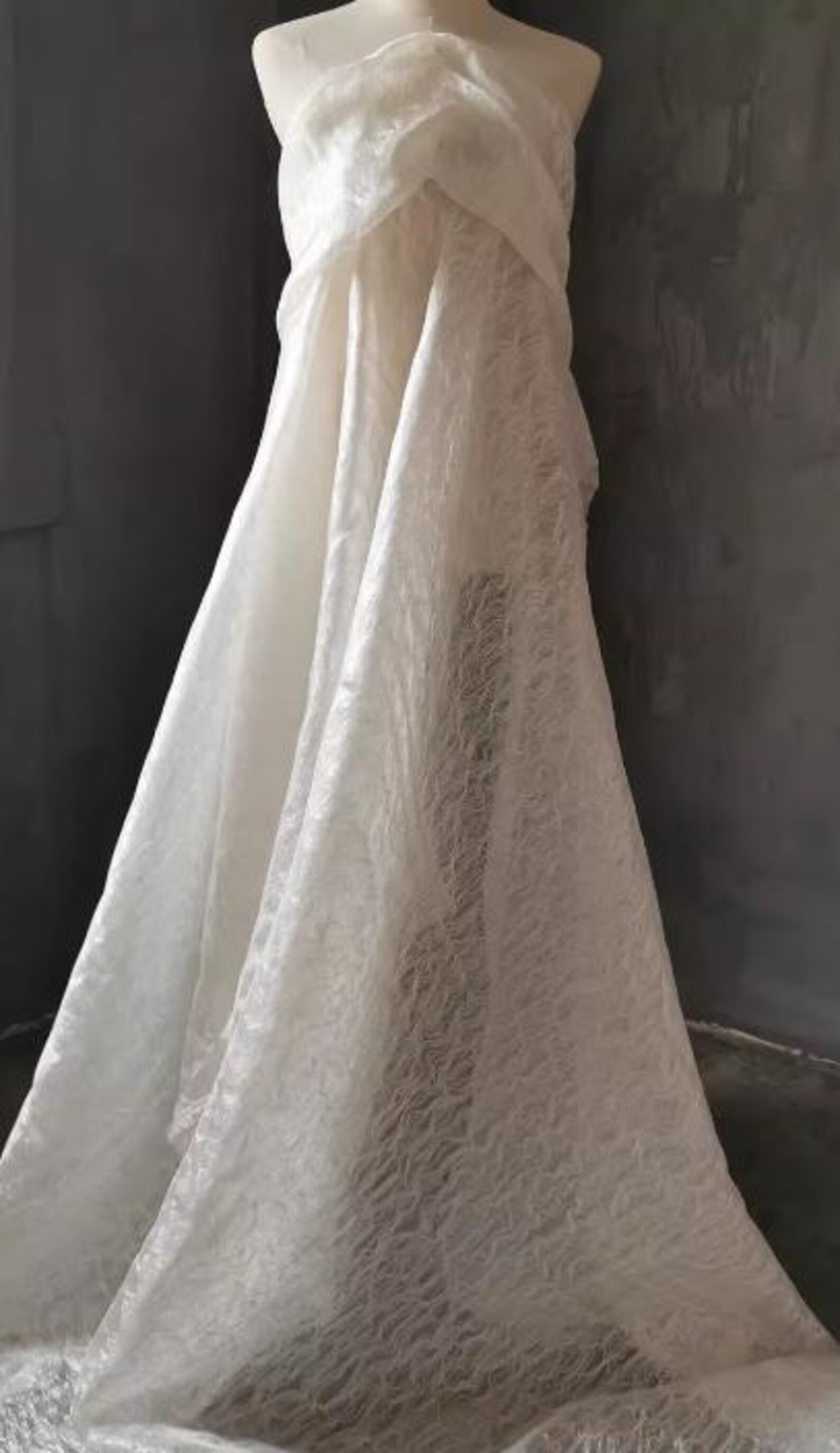 Layered Cotton Flow Textured Fabric, Sheer Lace Couture Textile, DIY ...