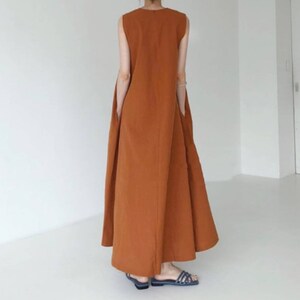 Summer Beige Linen Dress Sleeveless Simple Linen Dress Wrap - Etsy