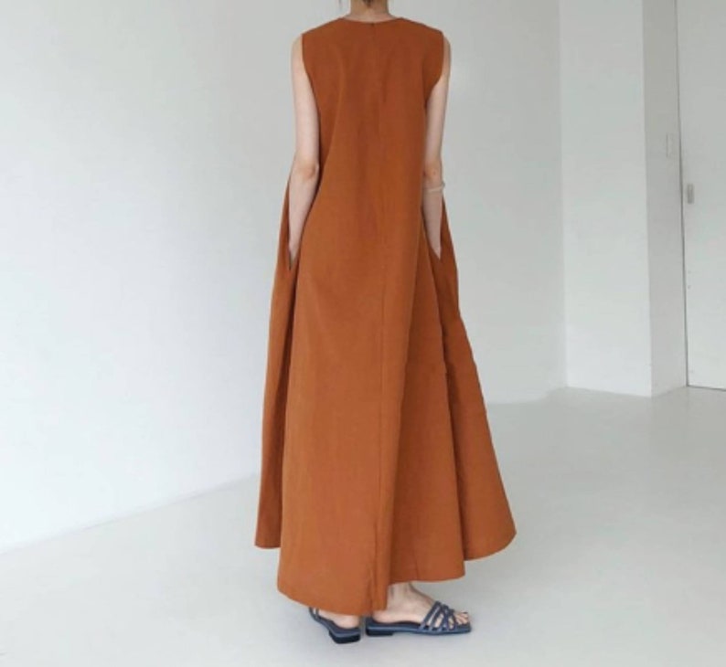 Summer Beige Linen Dress Sleeveless Simple Linen Dress Wrap - Etsy