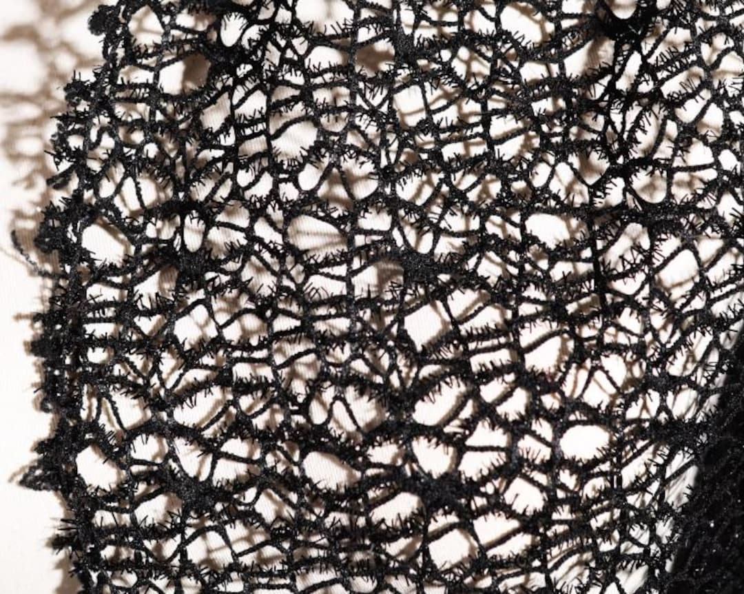 Black Woven Irregular Designer Fabric, See-through Hollow Mesh Fabric ...