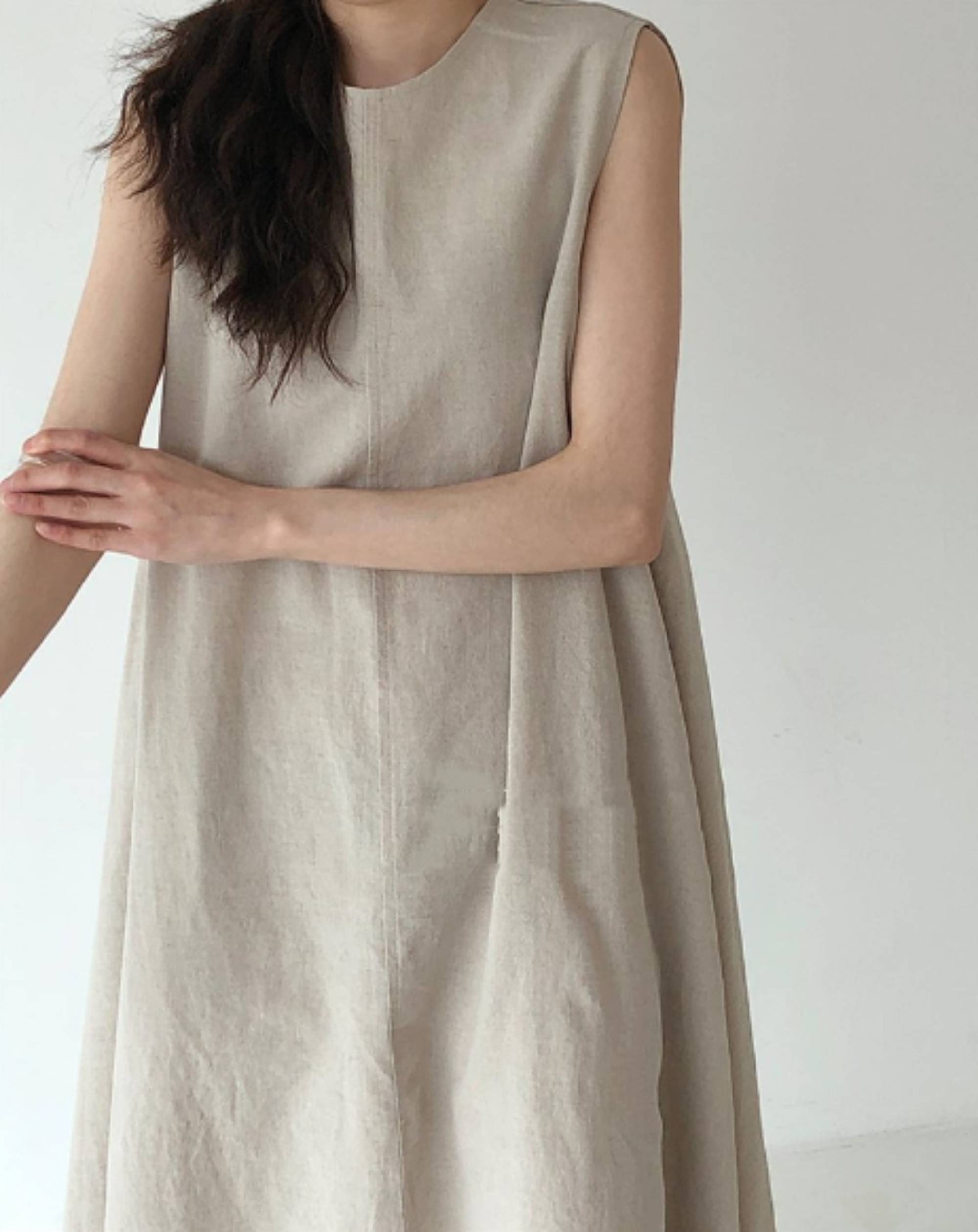 Summer Beige Linen Dress Sleeveless Simple Linen Dress Wrap - Etsy