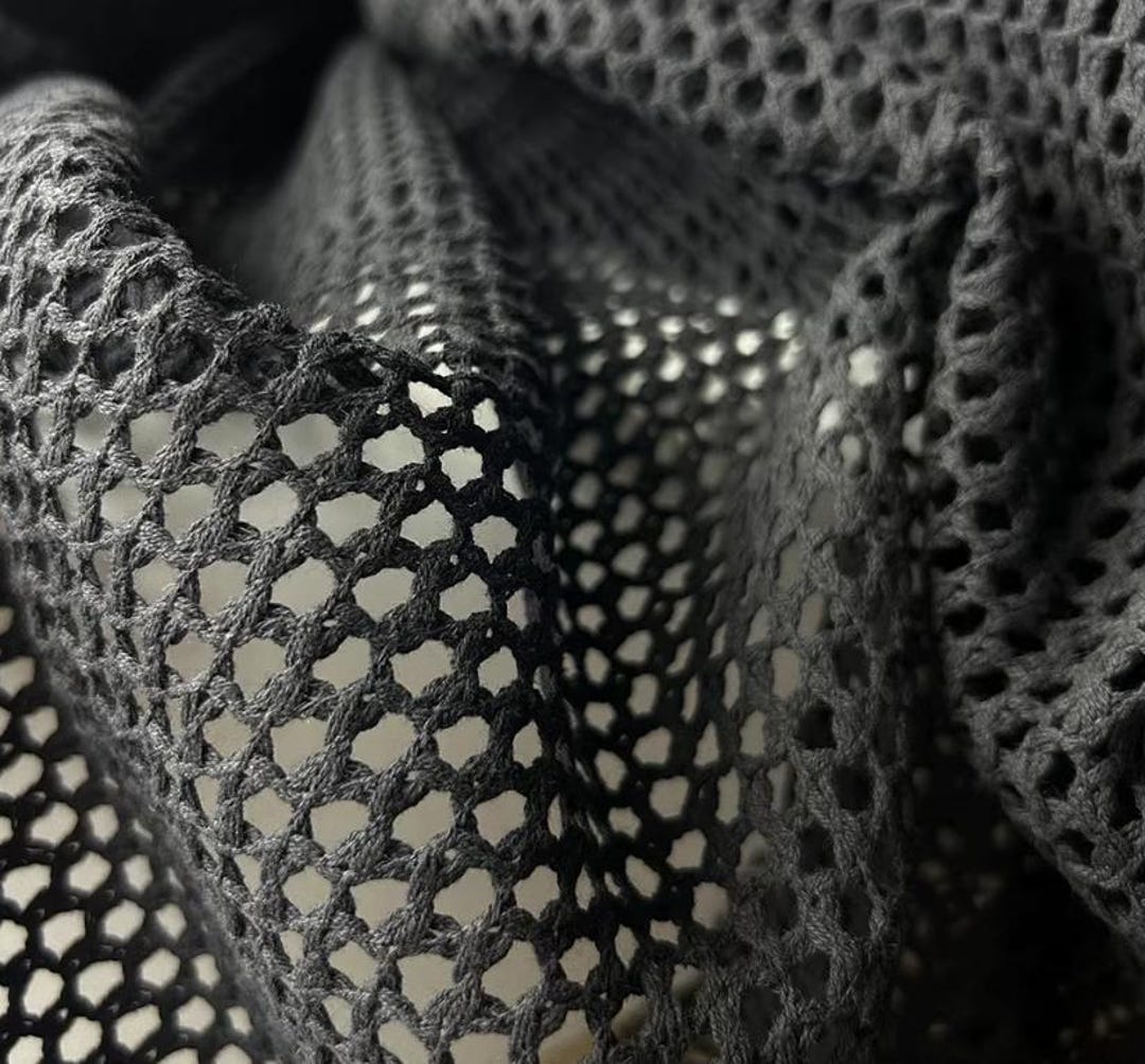 Black Mesh Cotton Fabric, Large Hole Mesh Fabric, 3D Exquisite Knitted ...