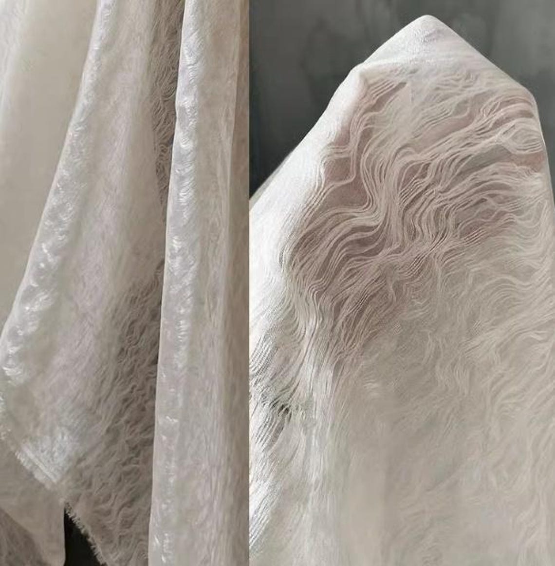 Layered Cotton Flow Textured Fabric, Sheer Lace Couture Textile, DIY ...