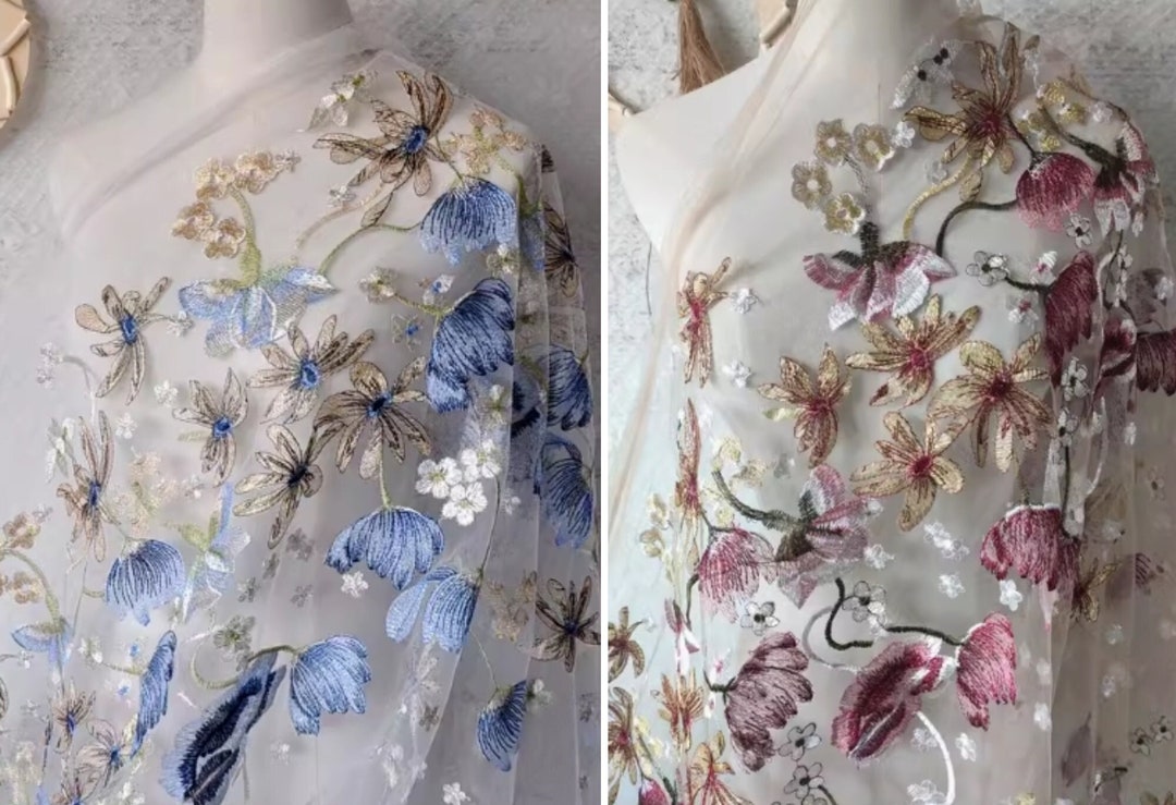 Lotus Flower Lace Fabric, 3 Colors Exquisite Tulle Fabric, Soft ...