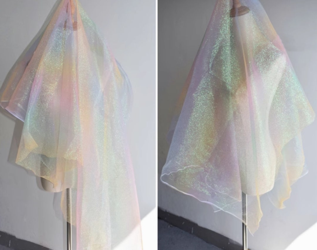 Illusion Rainbow Color Tulle Fabric, Seven Colors Glitter Lace Fabric ...