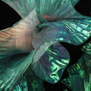 Red Transparent Organza Fabric, Ruffle Lace Pleated Fabrics, Gradient ...