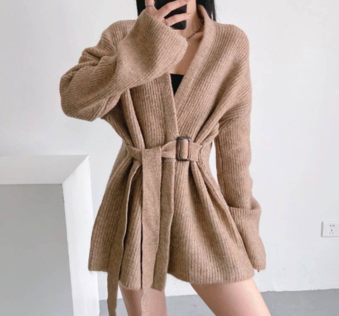 Coffee Wrap Crochet Sweater Lazy Crossover Wrap Sweater - Etsy