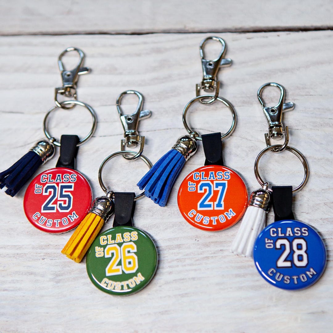 PERSONALIZED School Color Class of Tassel Keychain Graduation High ...
