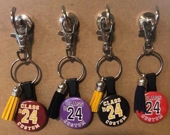 PERSONALIZED School Color Class of Tassel Keychain Graduation High ...