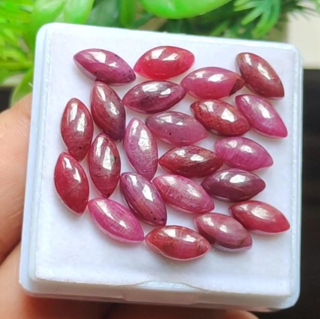 Natural Ruby Flat Back Gemstones: 25 Pcs, 5x10 Mm - Etsy