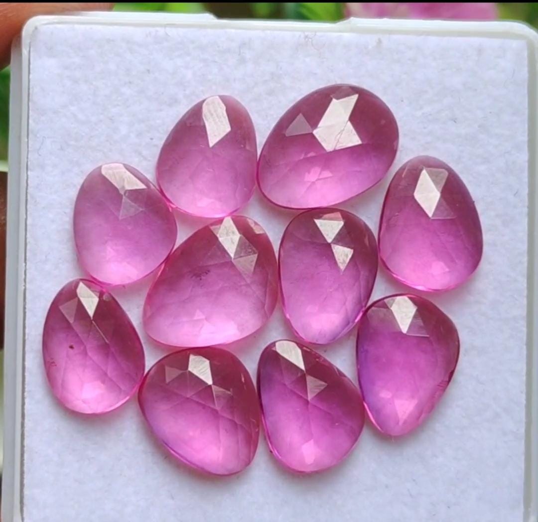 Ruby Rose Cut Slices 25 CT: 10 Pink Gemstones for Jewelry Making - Etsy