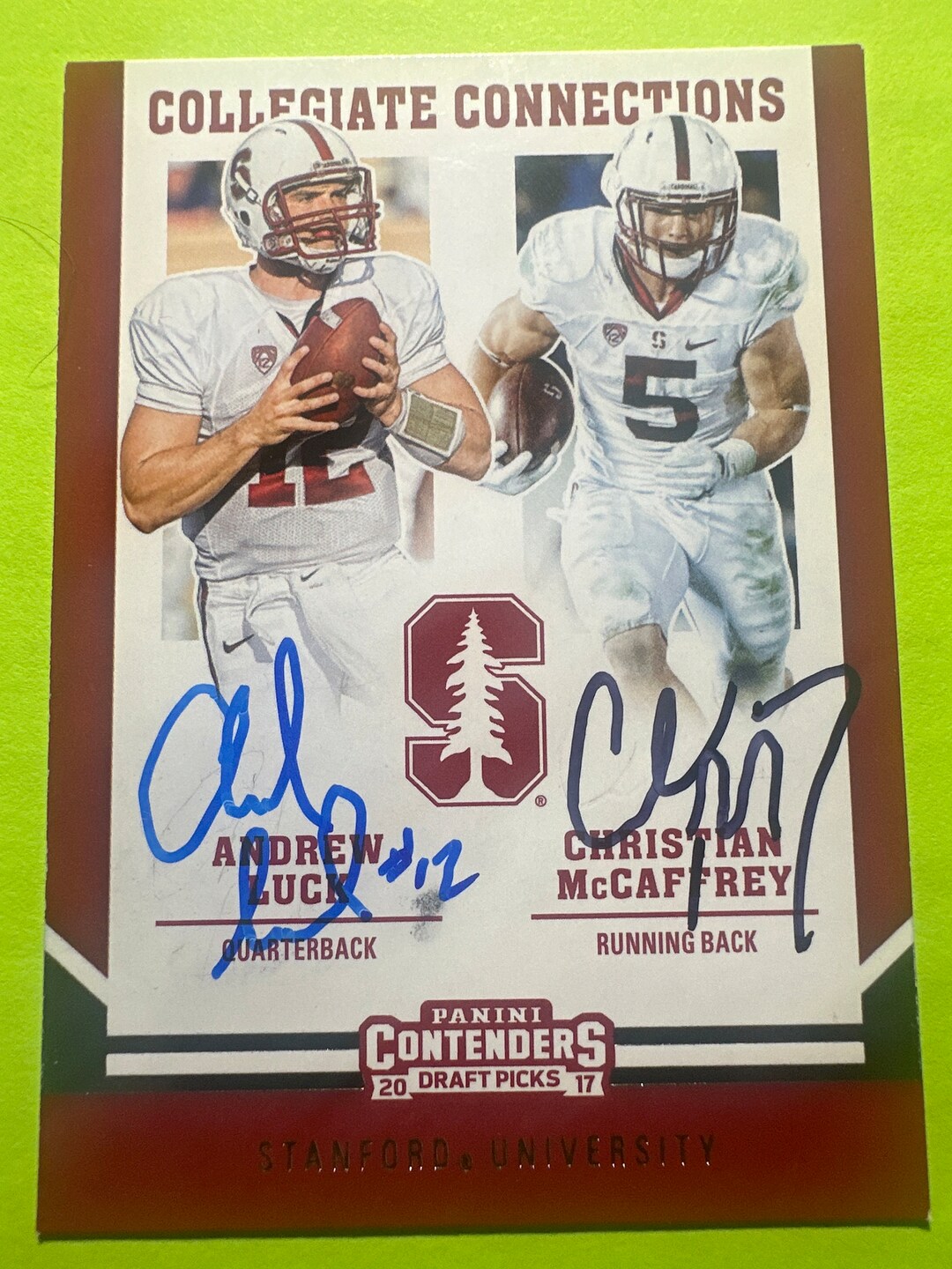 Christian Mccaffrey/ Andrew Luck Autographed Card - Etsy