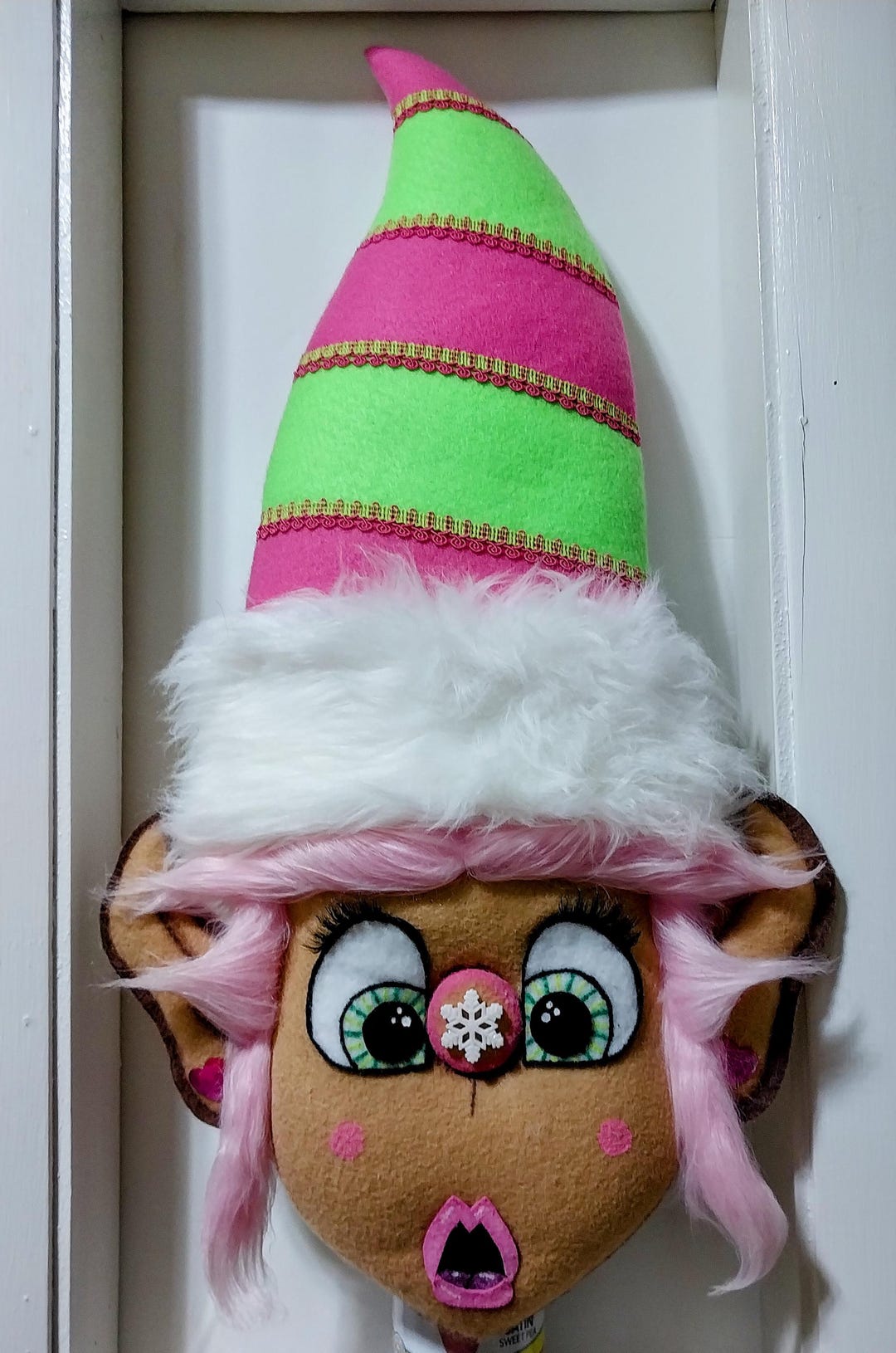 XL Handmade Elf Head Wreath Attachment: Whimsical Christmas Decor - Etsy