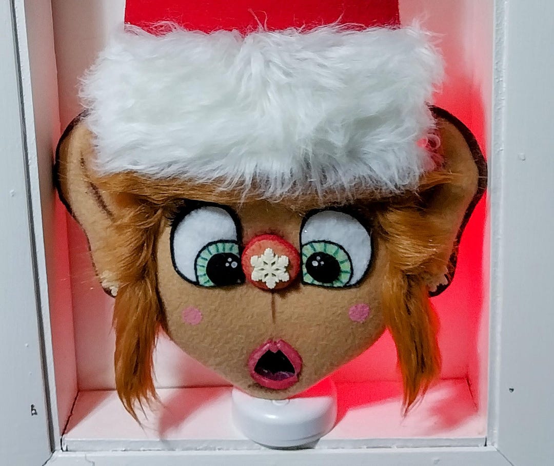 XL Handmade Elf Head Wreath Attachment: Whimsical Christmas Decor ...