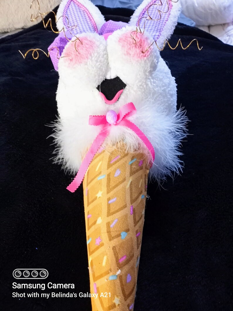 One Scoop of Bunny Ice Cream in a Carrot Cone Bunny Cone - Etsy
