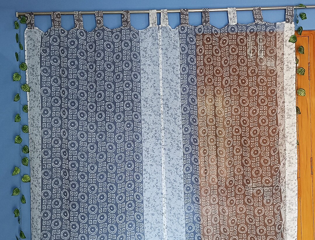 Indian Elegant Bandhini Reused Saree Curtains Refreshing Semi Sheers ...