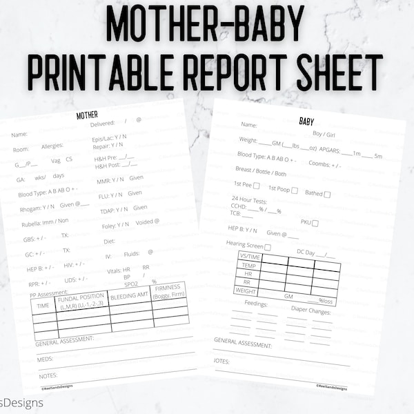 Baby Report Sheet - Etsy