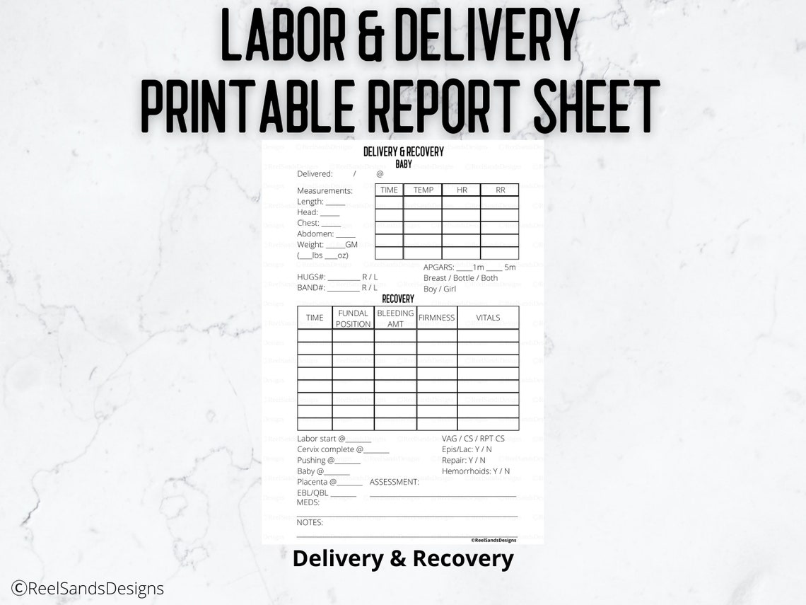 Labor and Delivery Report Organized Labor Report Printable - Etsy