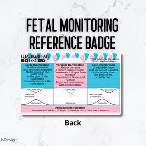 Fetal Monitoring EFM Quick Reference Badge Buddy Card - Decels ...