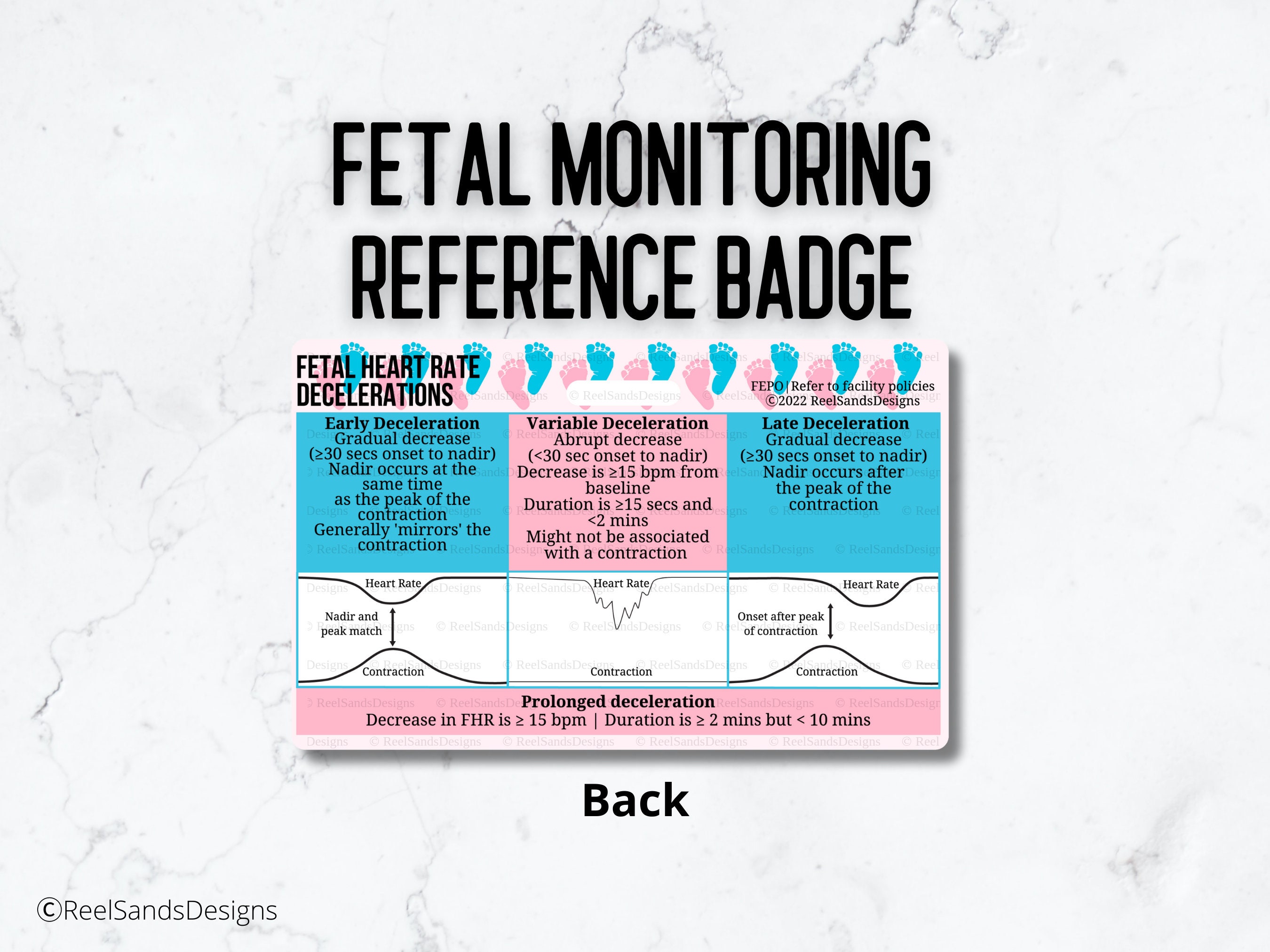 Fetal Monitoring EFM Quick Reference Badge Buddy Card - Decels ...