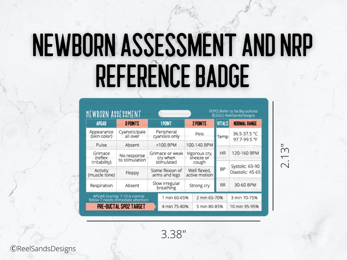Newborn Assessment NRP Quick Reference Badge Buddy Card - Etsy