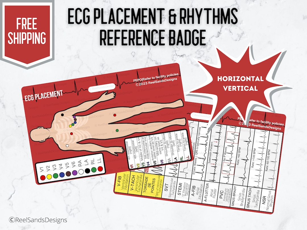 Electrocardiogram Quick Reference Badge Buddy Card - ECG - EKG Nursing ...