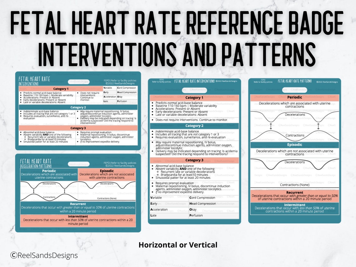 Fetal Heart Rate Interventions Patterns Quick Reference Badge - Etsy