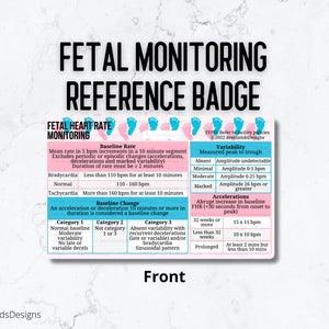 Fetal Monitoring EFM Quick Reference Badge Buddy Card - Decels ...