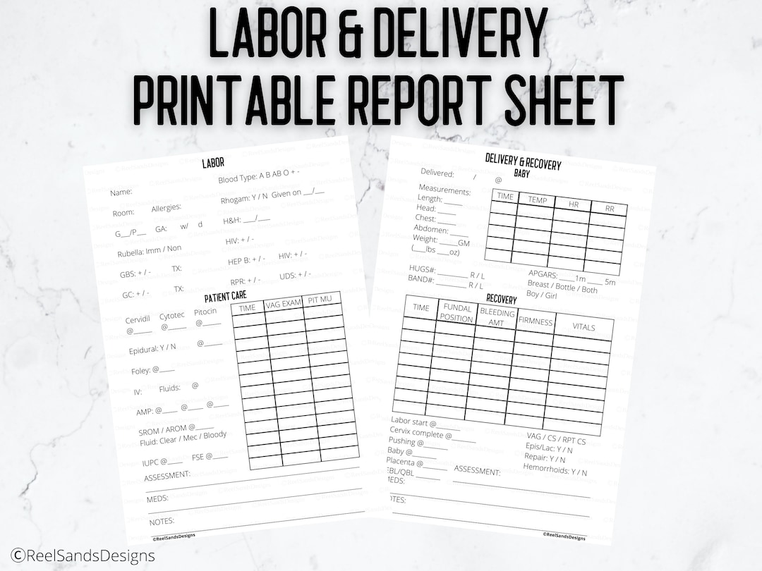Labor and Delivery Nurse Report Sheet: Printable OB Report (PDF File ...