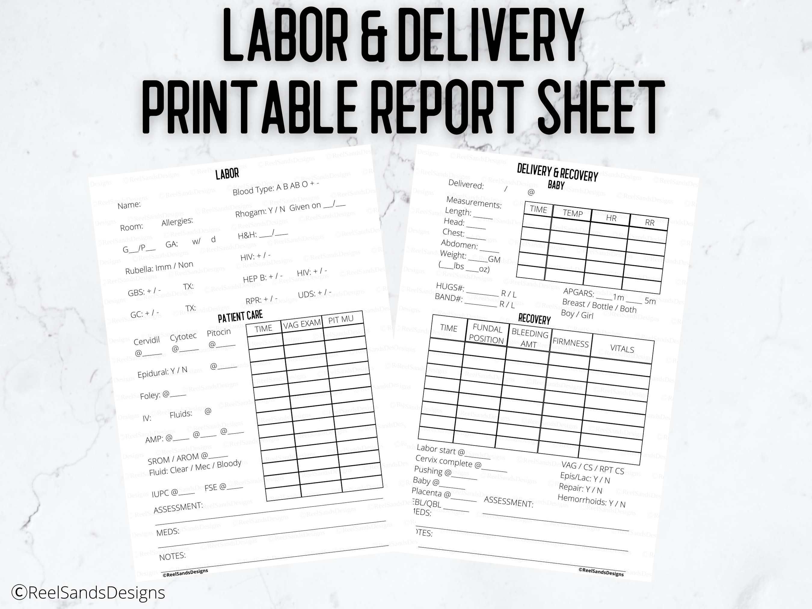 Labor and Delivery Report Organized Labor Report Printable - Etsy
