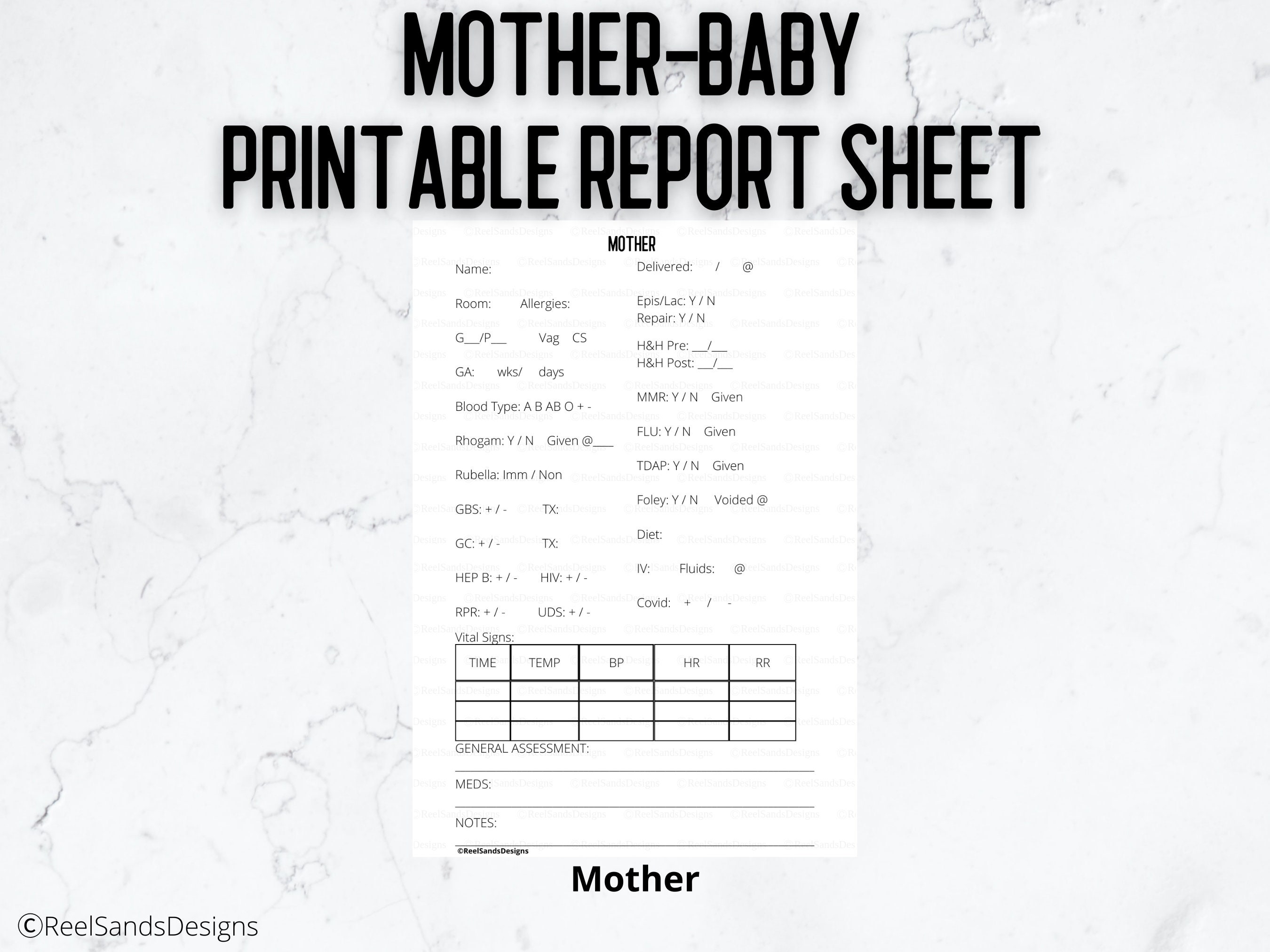 Mother Baby Printable Nurse Report Sheet Postpartum Nurse - Etsy Hong Kong