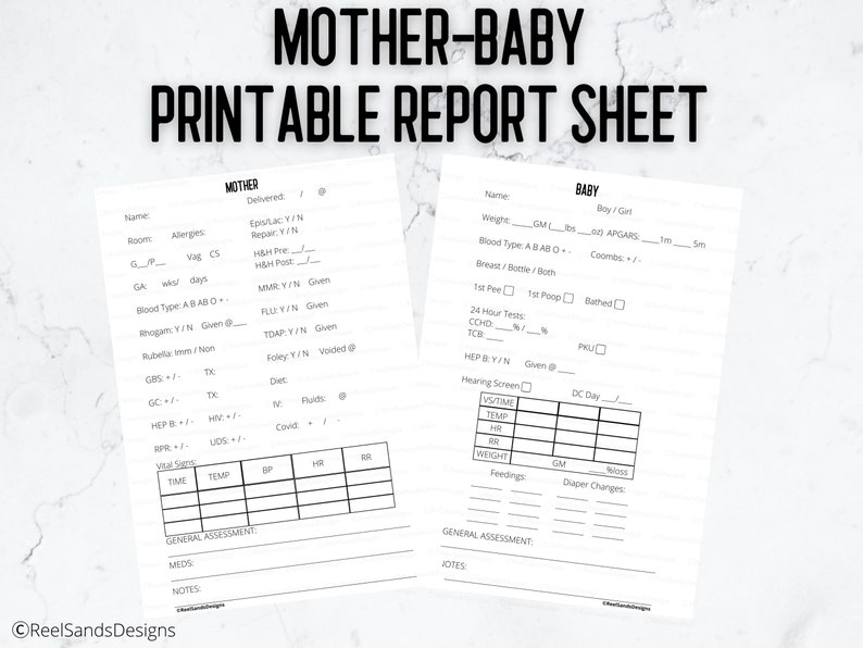 Mother Baby Printable Nurse Report Sheet Postpartum Nurse - Etsy