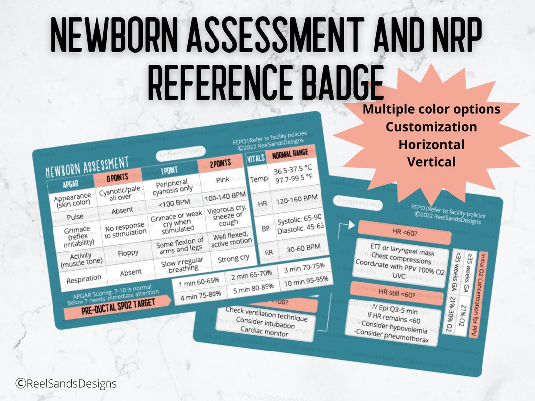 Newborn Assessment NRP Quick Reference Badge Buddy Card - Etsy