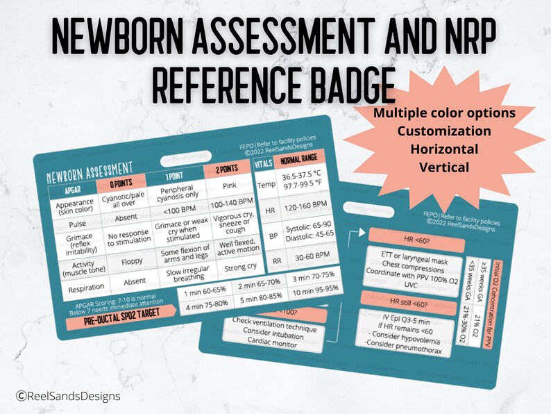 Newborn Assessment NRP Quick Reference Badge Buddy Card - Etsy