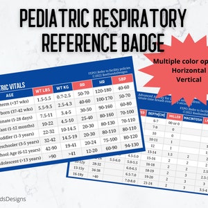 Pediatric Vitals Respiratory ETT Size Quick Reference Badge - Etsy