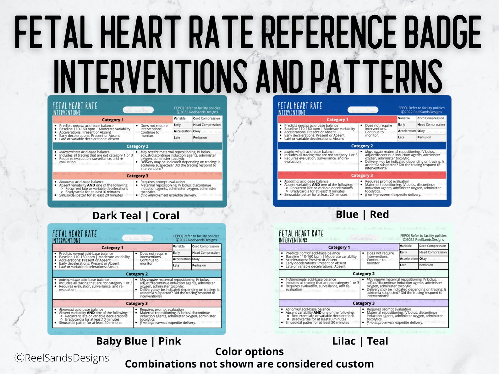 Fetal Heart Rate Interventions Patterns Quick Reference Badge - Etsy
