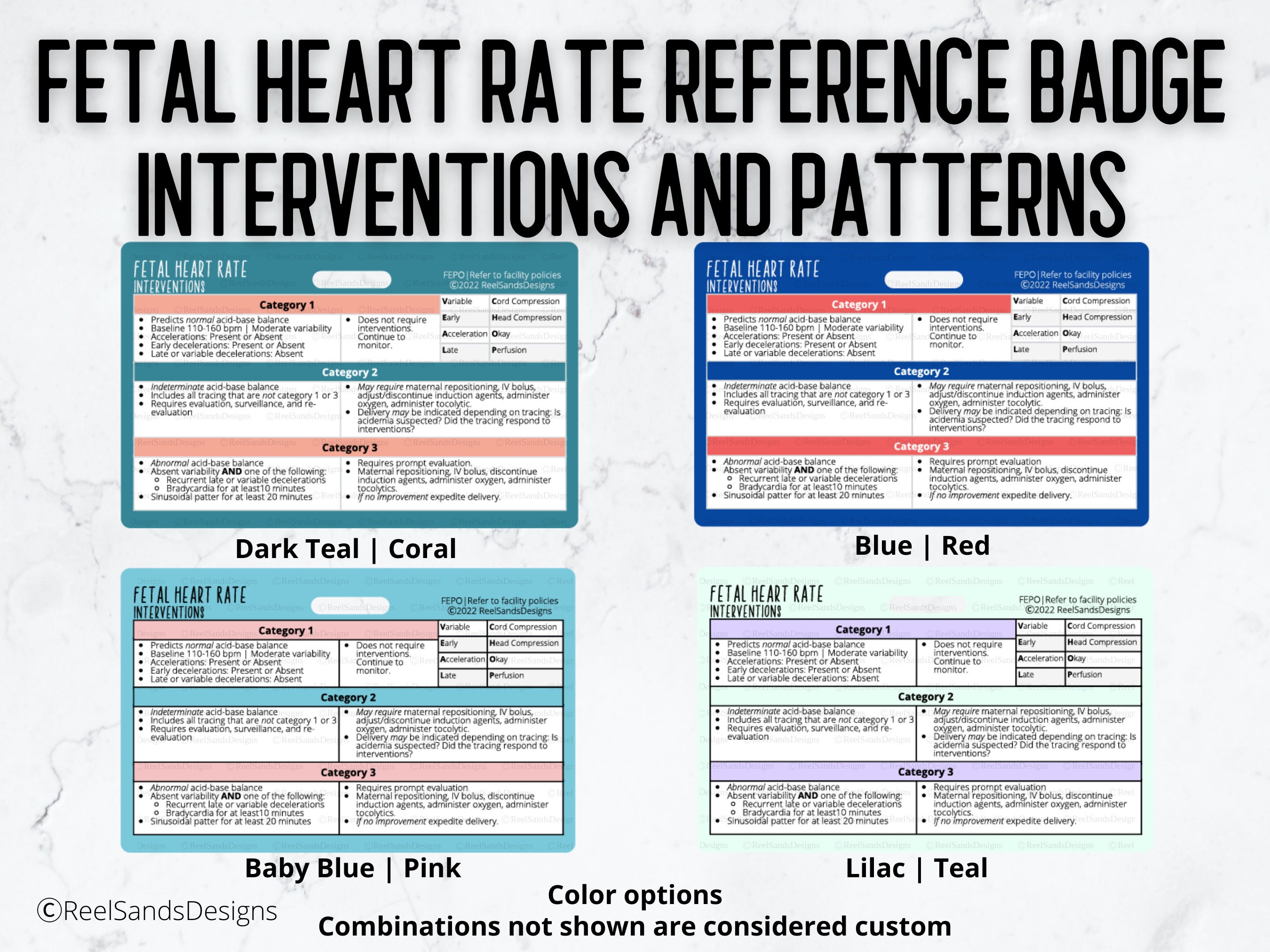 Fetal Heart Rate Interventions Patterns Quick Reference Badge - Etsy